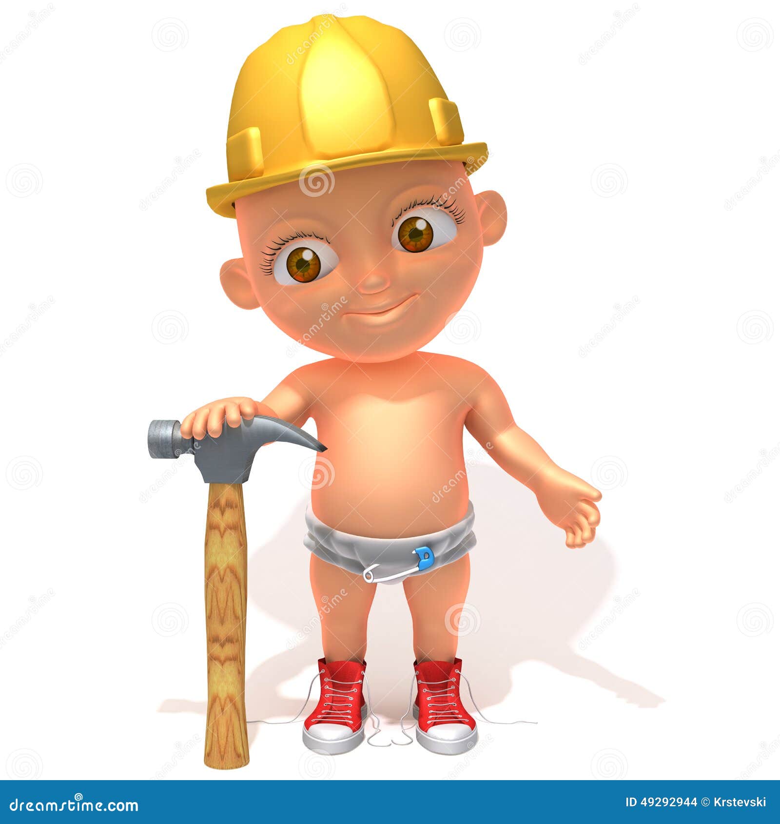 Baby Jake Construction Worker 3d Illustration Stock Illustration ...