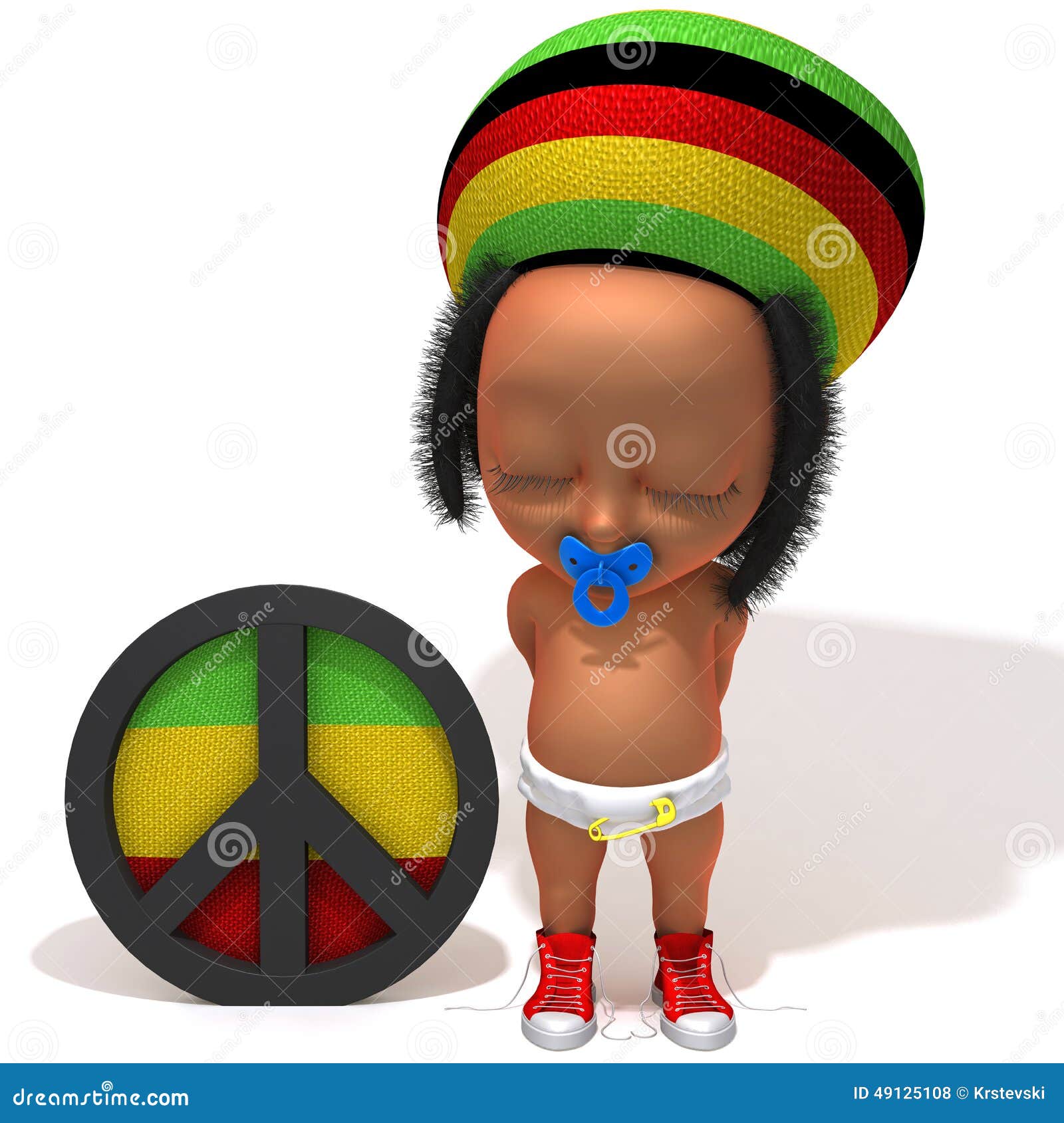 Baby Jake Rastafarian 3d Illustration Stock Illustration - Illustration ...