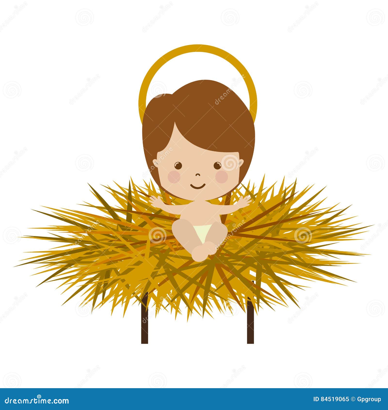 Baby Jesus Cartoon in Straw Cradle Stock Vector - Illustration of ...