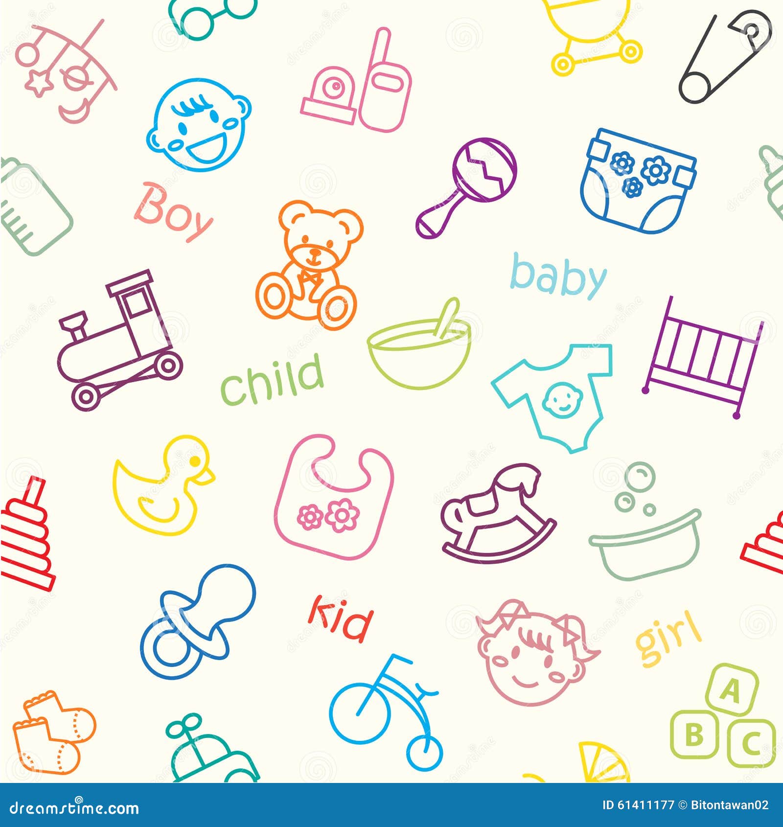 Baby And Kid Background Stock Vector - Image: 61411177
