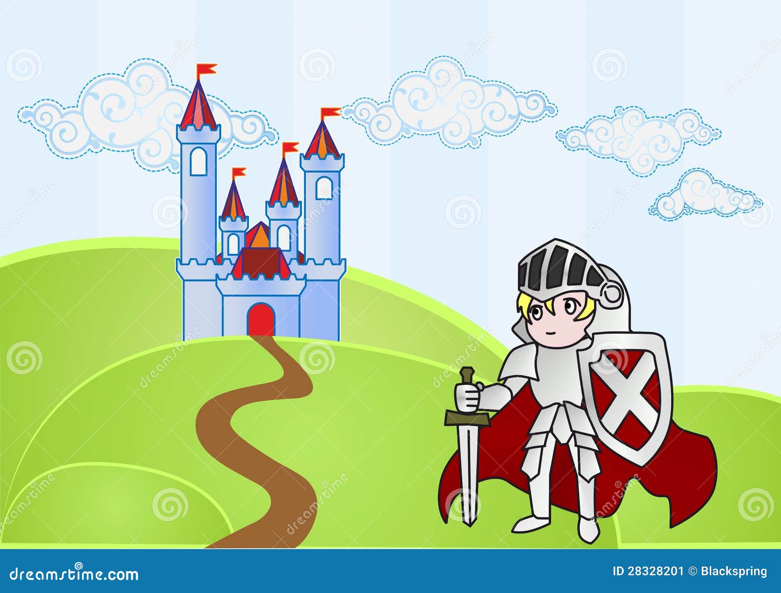 Baby Knight With Castle On Background Stock Illustration - Illustration ...
