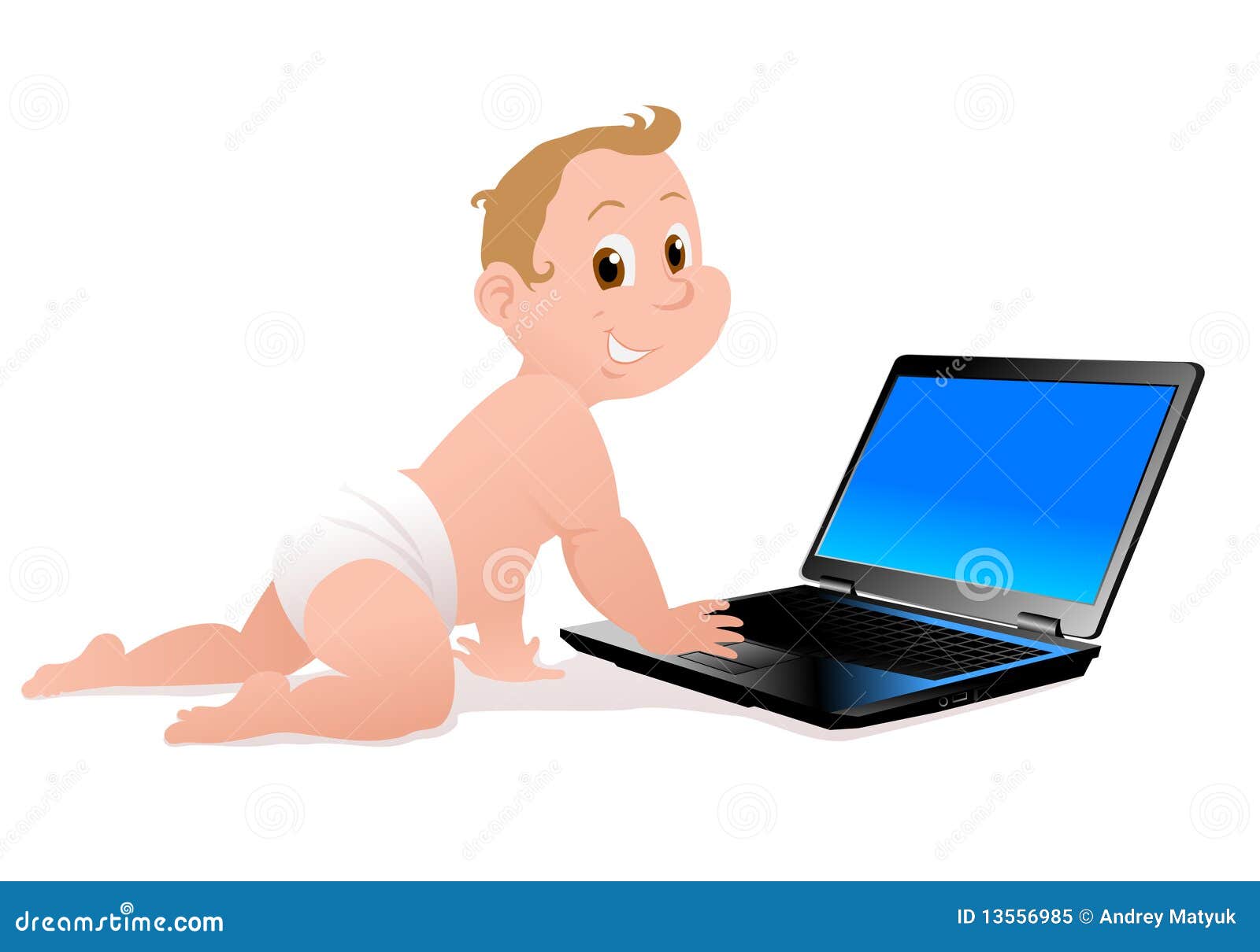 Baby and laptop stock vector. Illustration of technology - 13556985