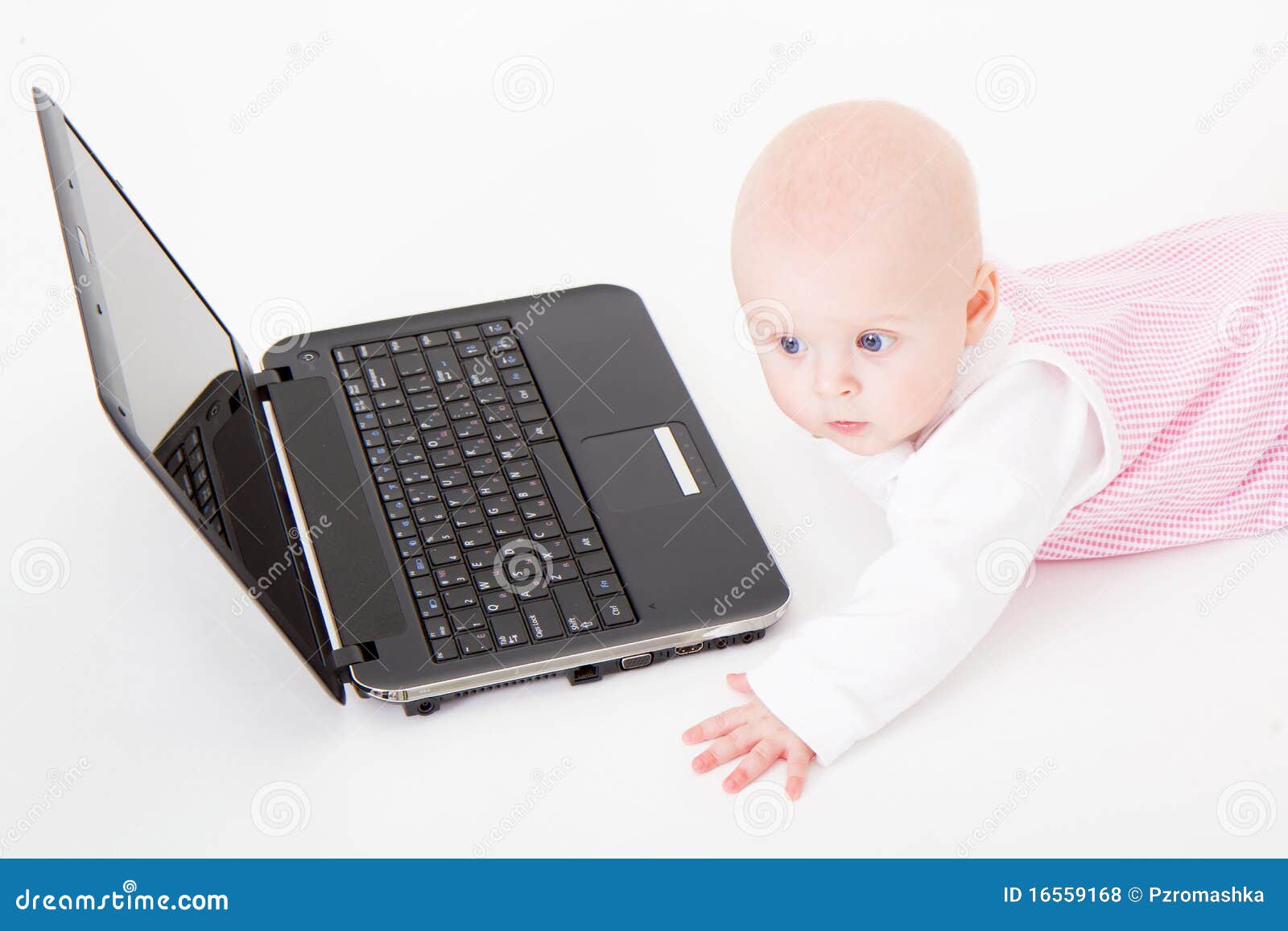 Baby with laptop stock photo. Image of funny, girl, girls - 16559168