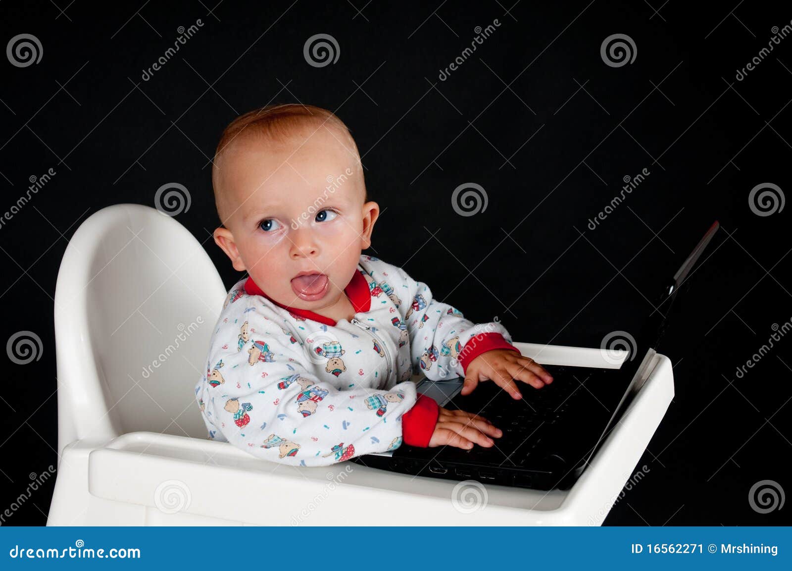 Baby with the laptop stock image. Image of chatting, loll - 16562271