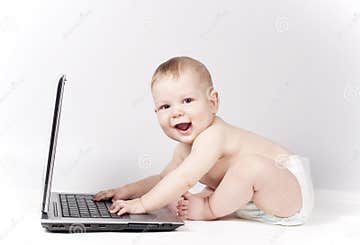 Baby with laptop stock photo. Image of child, little - 21287914