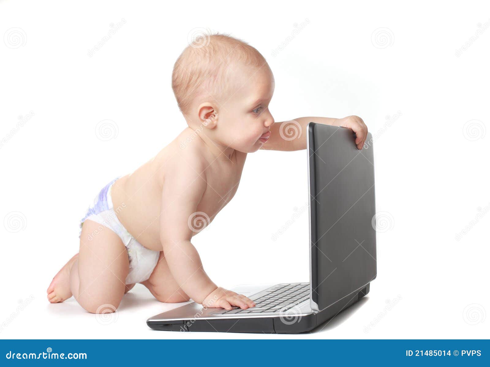 Baby with laptop stock photo. Image of play, backgrounds - 21485014