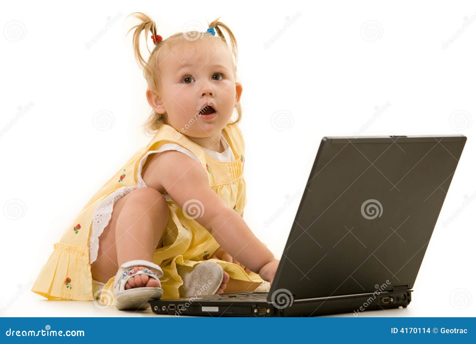 Baby on laptop stock photo. Image of type, lifestyle, female - 4170114