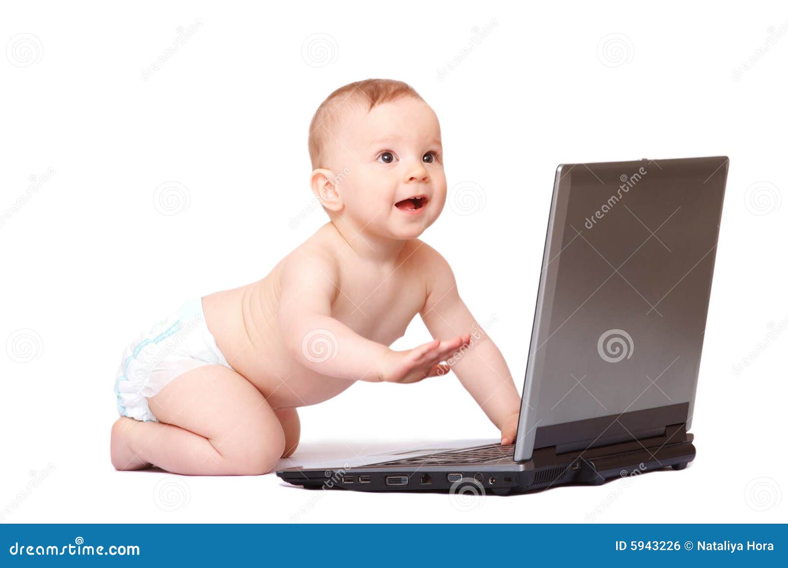 Baby with laptop stock photo. Image of clap, expressing - 5943226