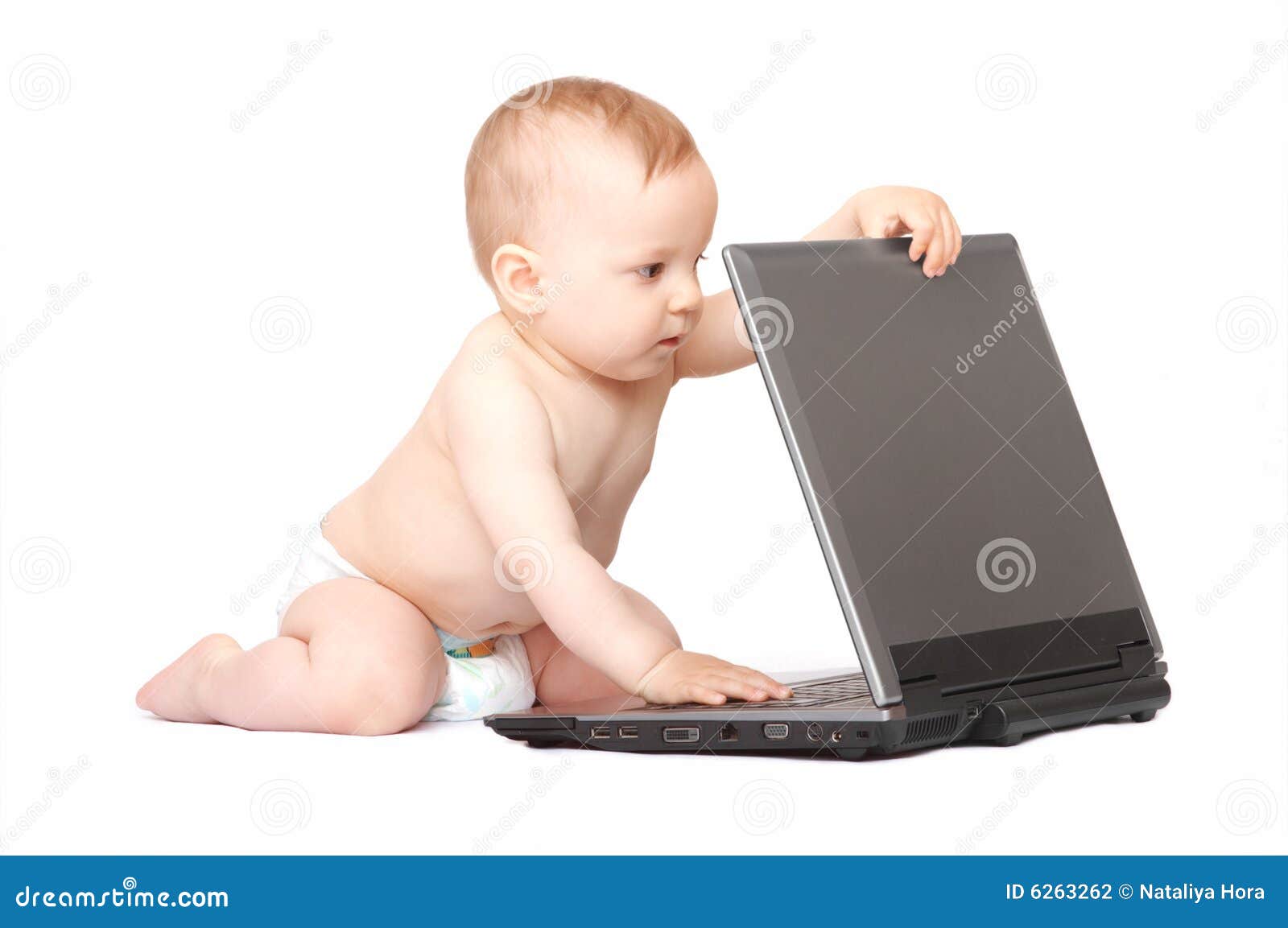 Baby with laptop stock photo. Image of inquisitive, childhood - 6263262