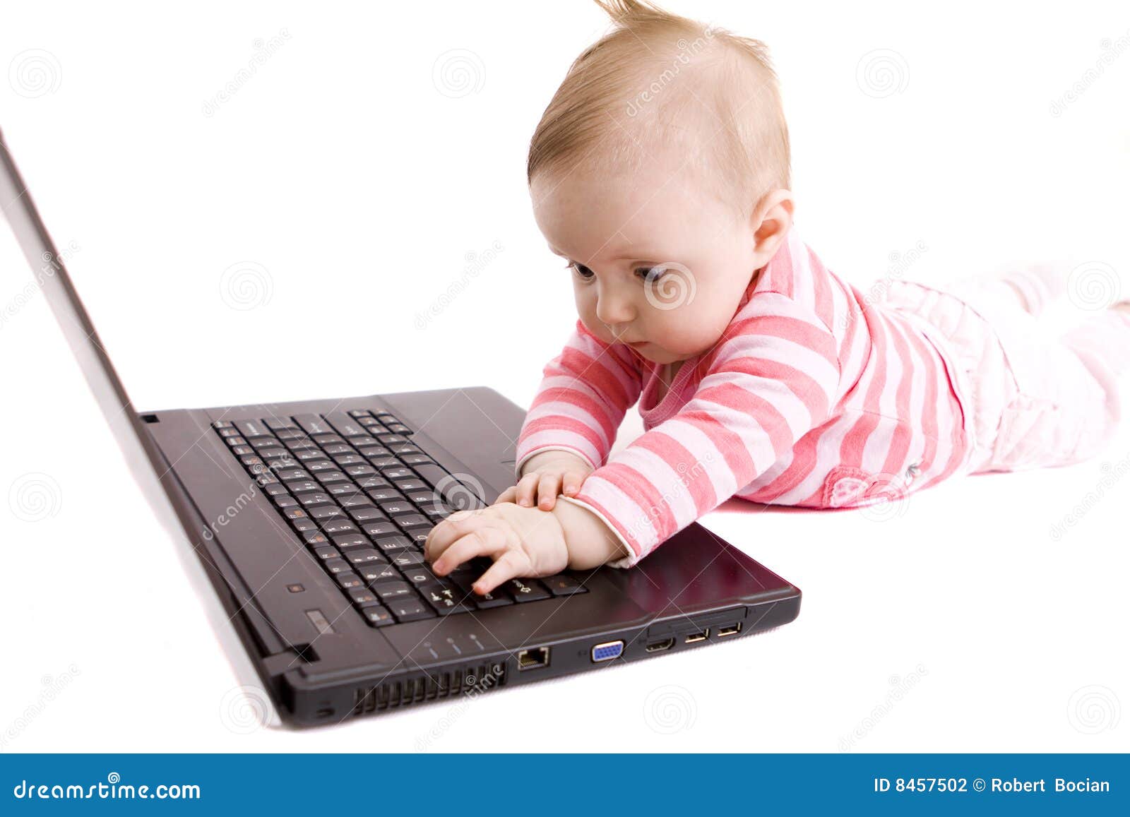Baby with laptop stock photo. Image of computer, lifestyle - 8457502