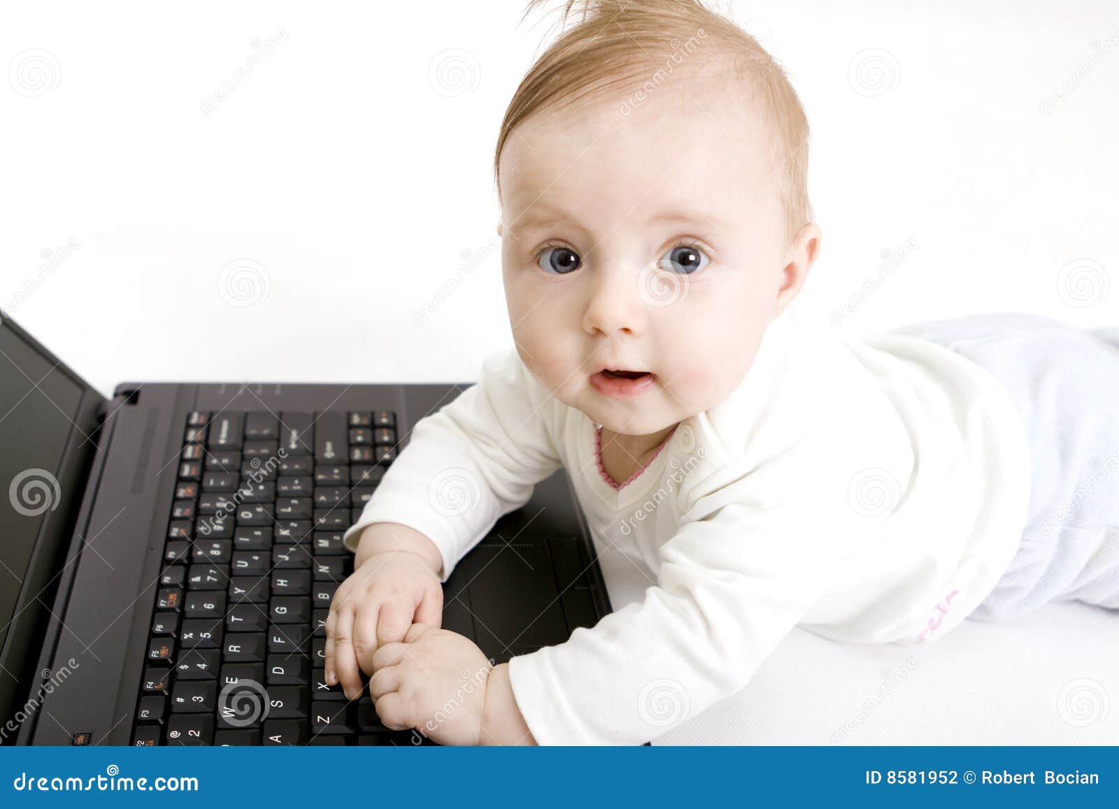 Baby with laptop stock photo. Image of beautiful, healthy - 8581952