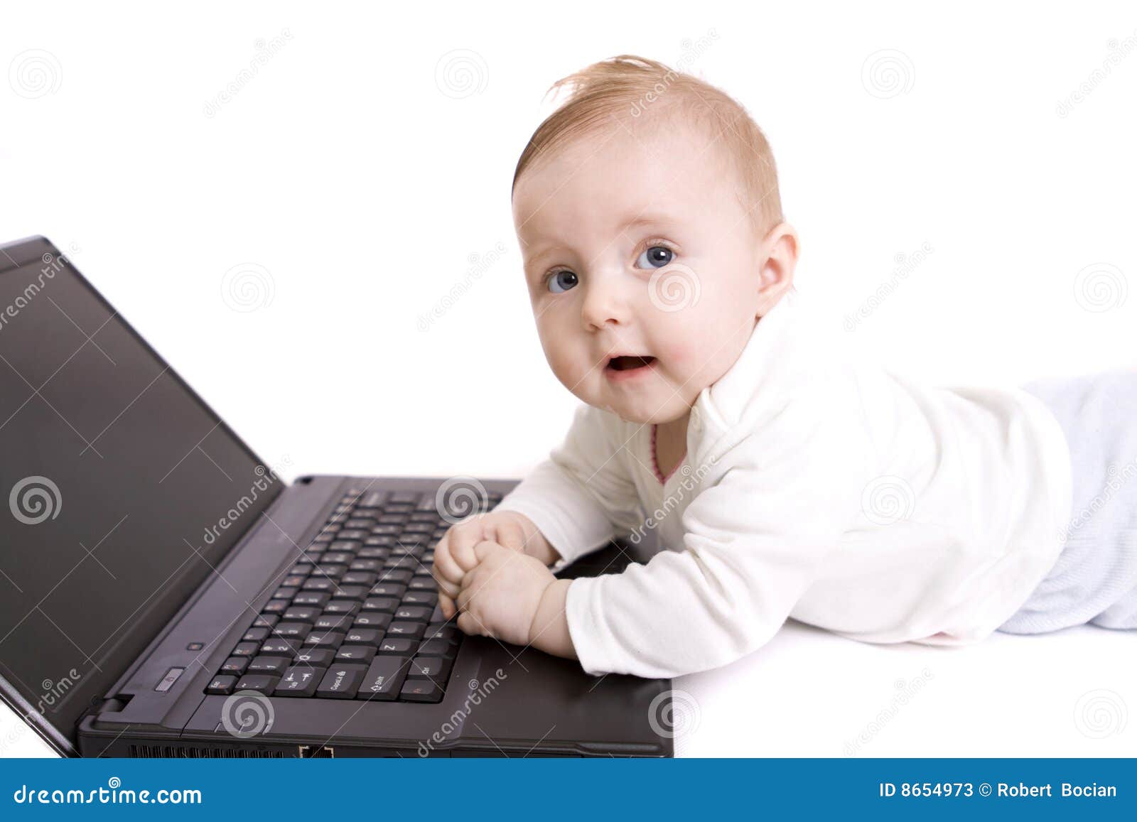 Baby With Laptop Picture. Image: 8654973
