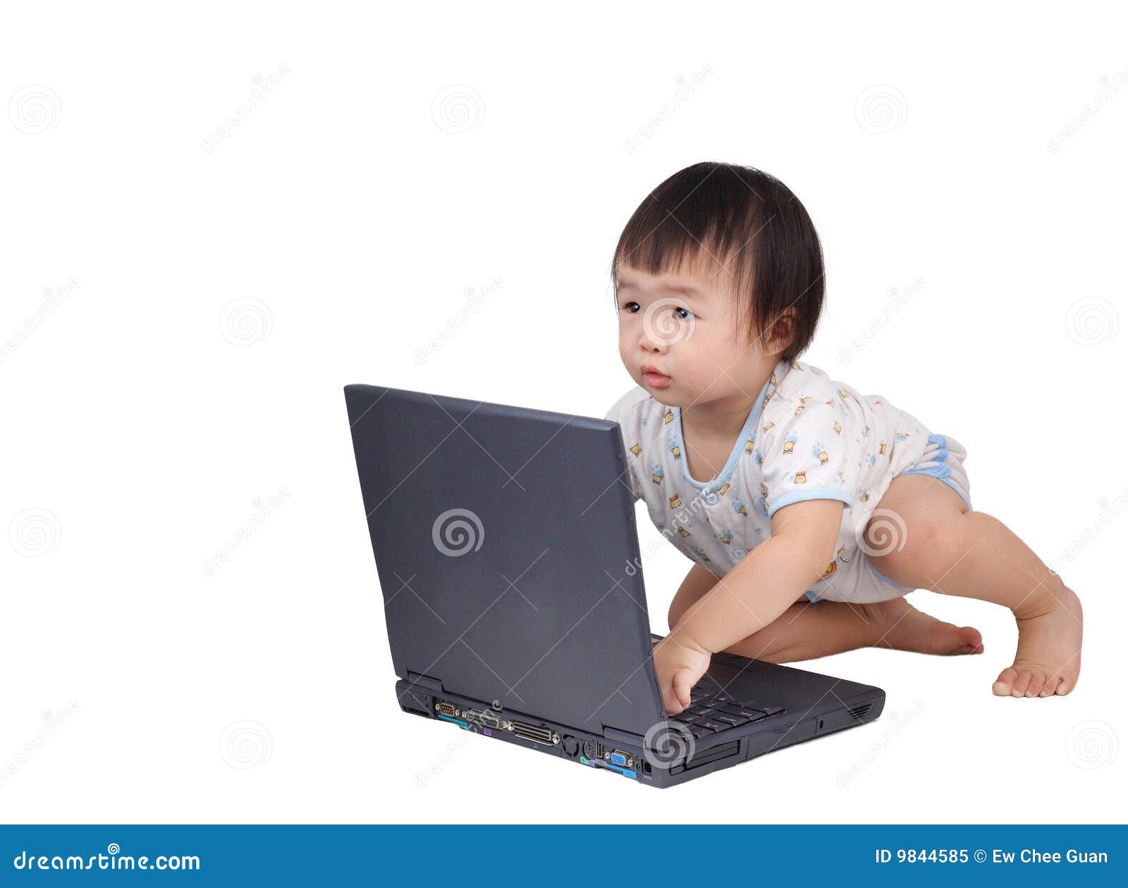 Baby with laptop stock image. Image of asian, adorable - 9844585
