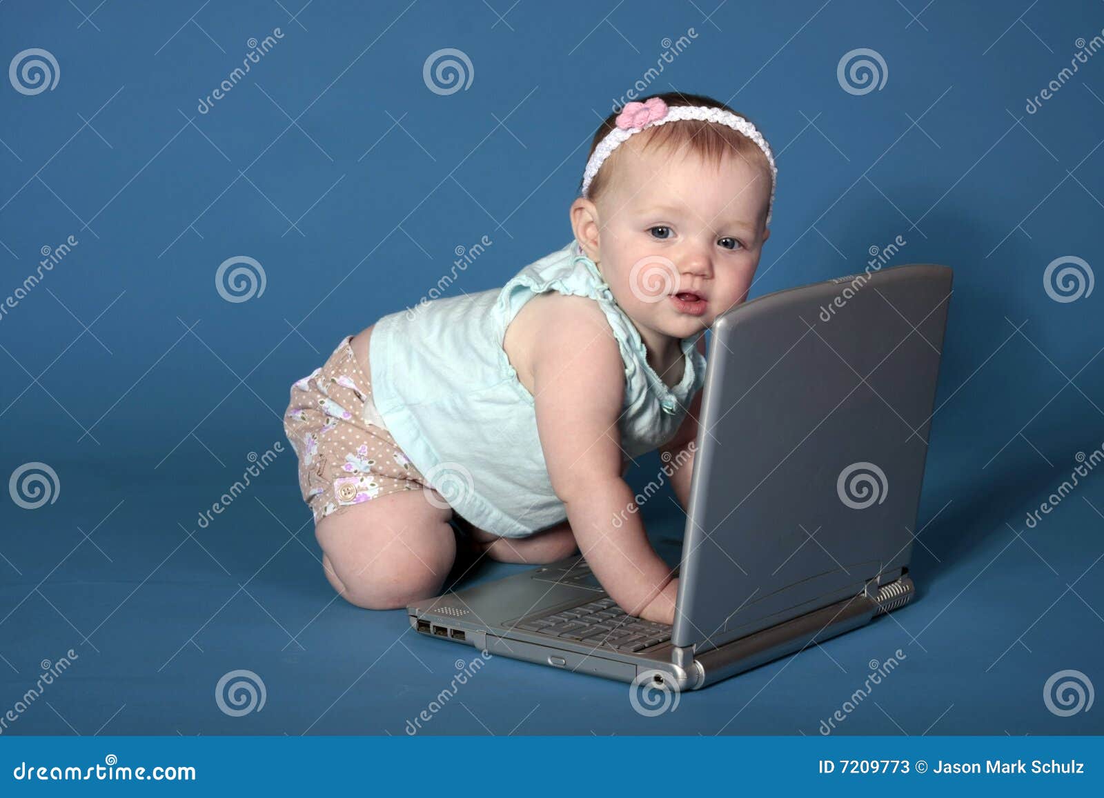 Baby and Laptop Computer stock image. Image of caucasian - 7209773