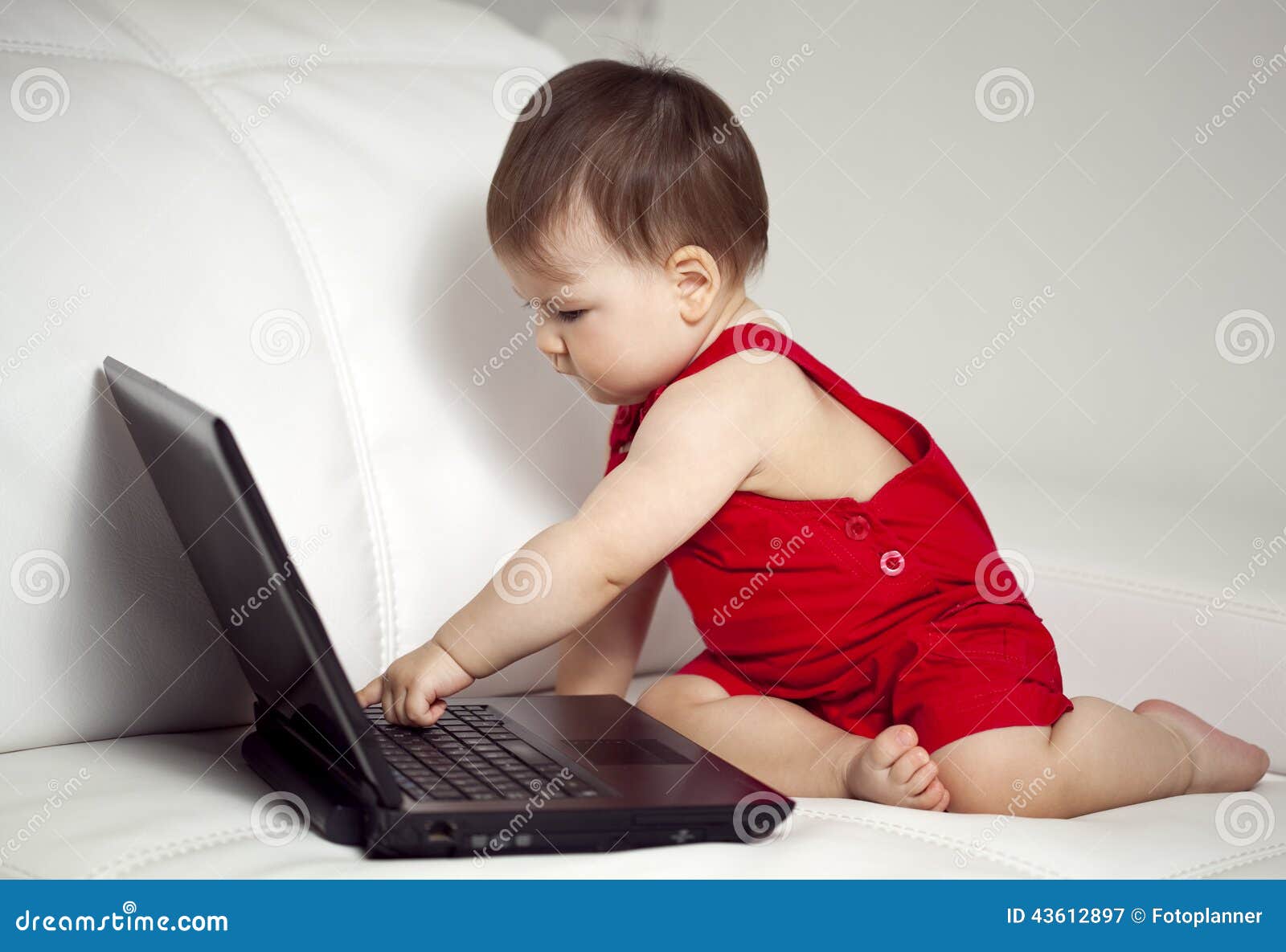 Baby and laptop stock image. Image of child, computer - 43612897