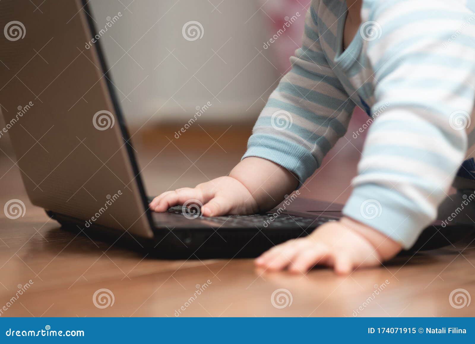 Baby and laptop stock image. Image of plaything, concept - 174071915