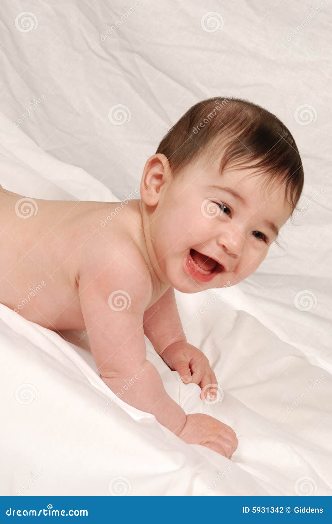 Baby Laughing, Creeping And Playing In Nursery Royalty-Free Stock Photo ...