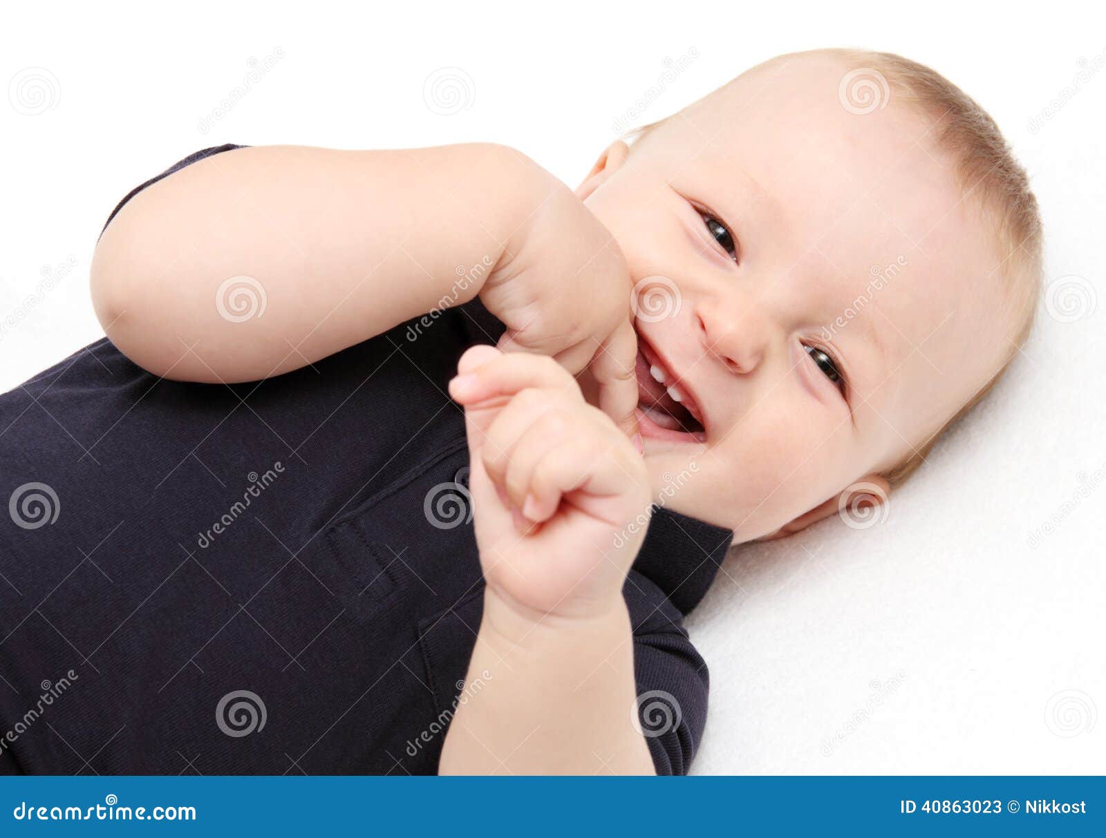 Baby laughing stock image. Image of gorgeous, glad, lying - 40863023