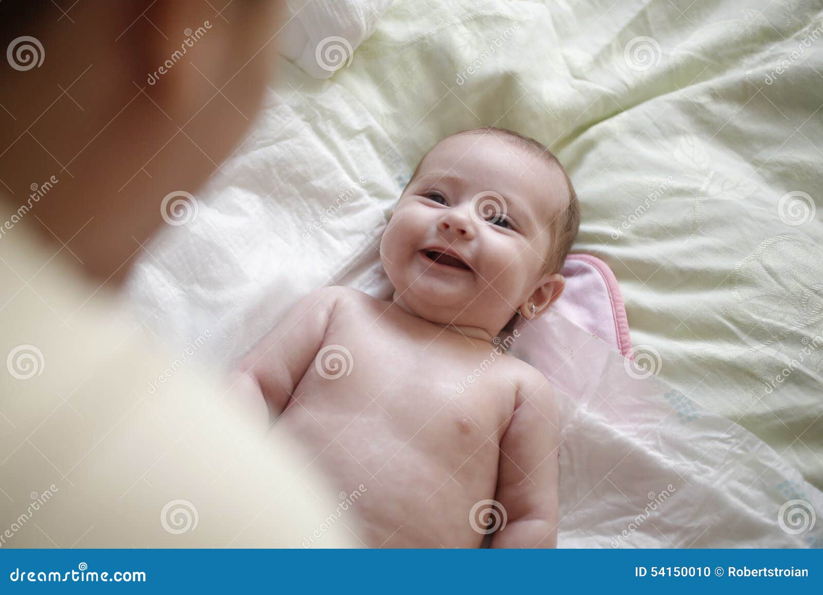Baby Laughing, Creeping And Playing In Nursery Royalty-Free Stock Photo ...