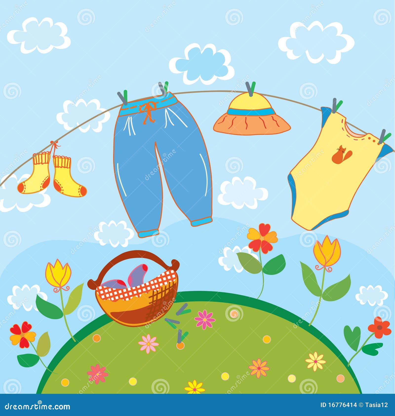 Baby Laundry Card for a Boy Stock Vector - Illustration of babygro ...