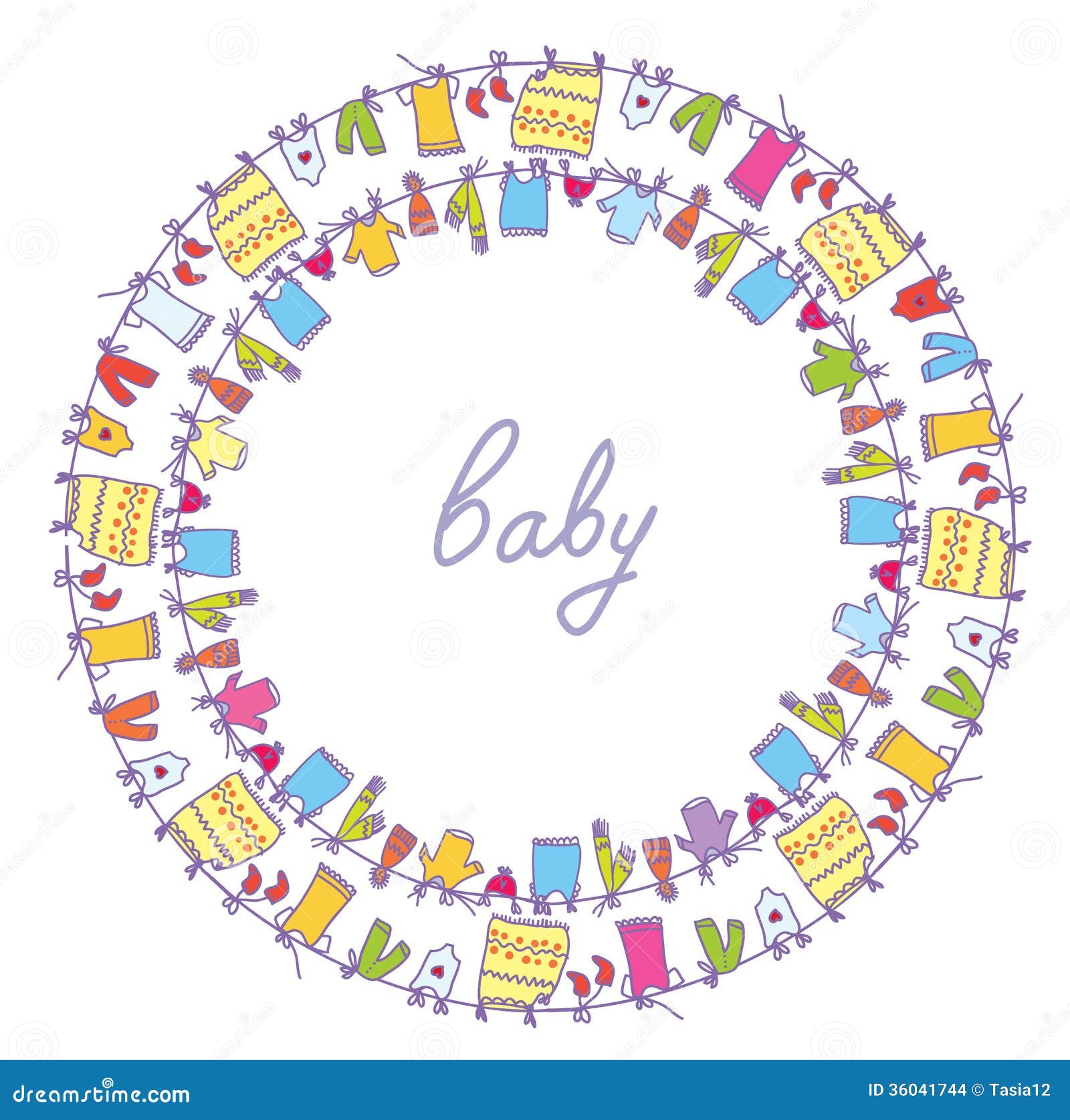 Baby Laundry Cute Frame Round Stock Vector - Illustration of beautiful ...