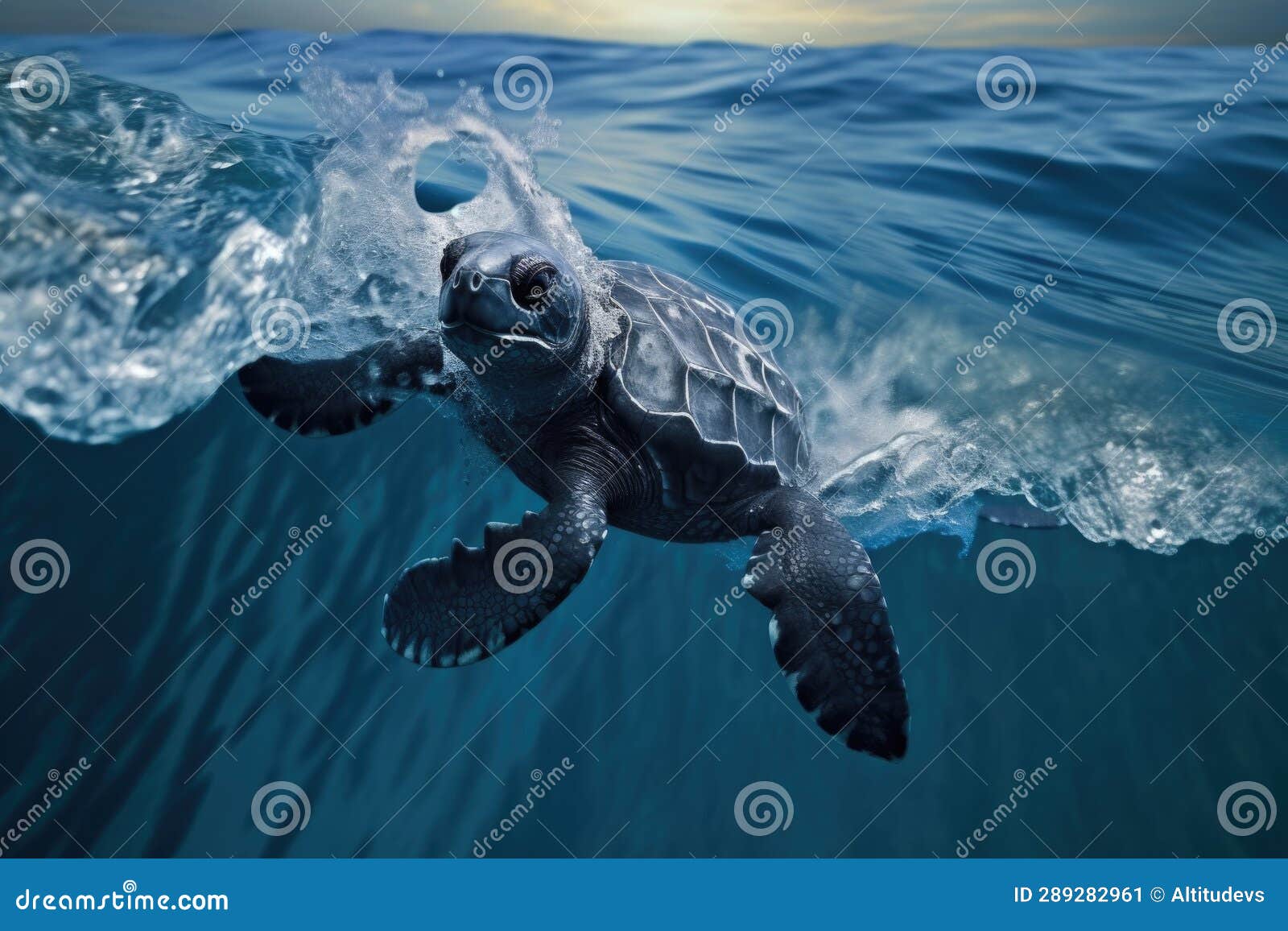 Baby Leatherback Turtle Caught in a Wave Stock Image - Image of ...