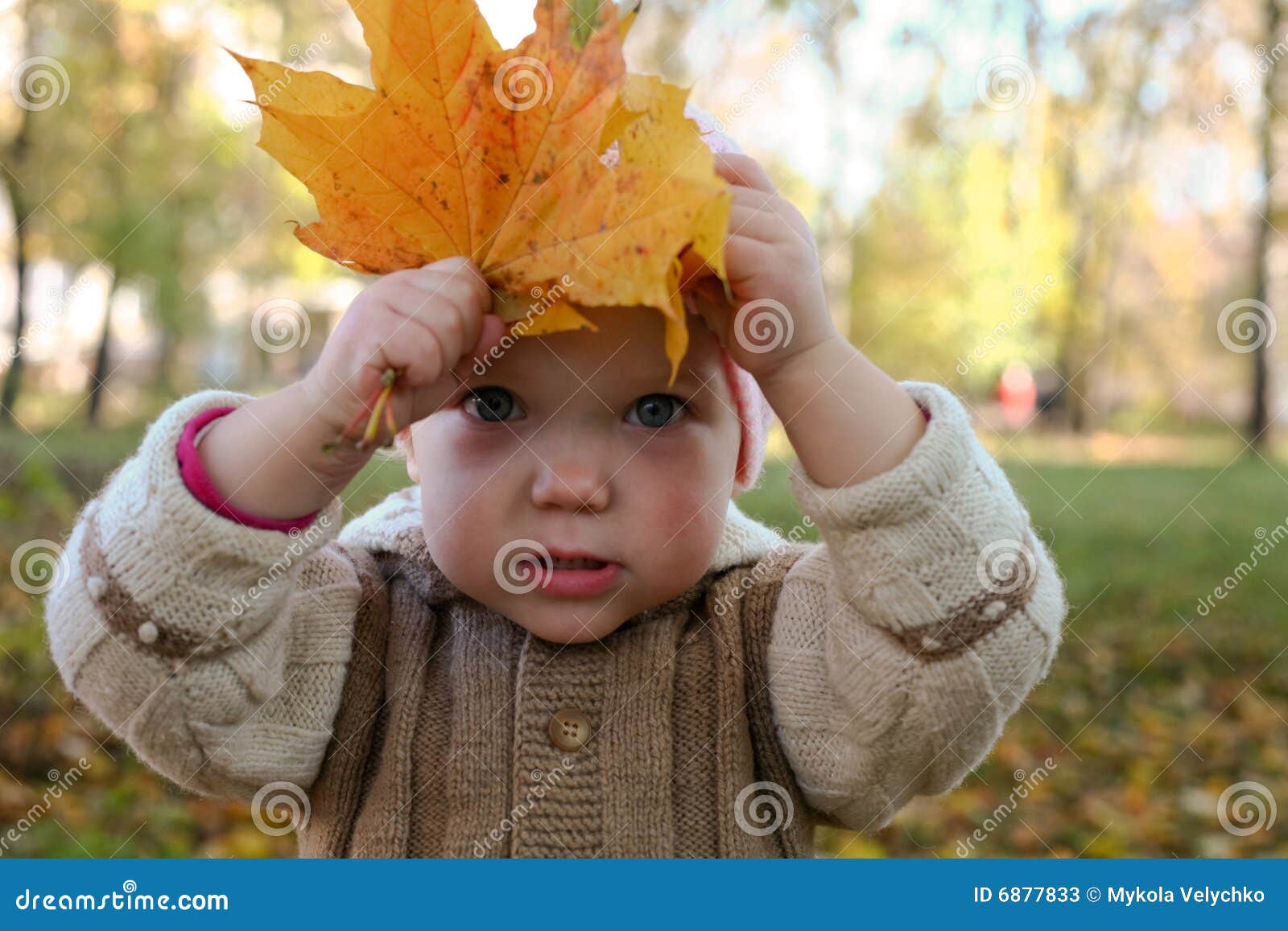 Baby with leaves stock image. Image of face, leaf, family - 6877833