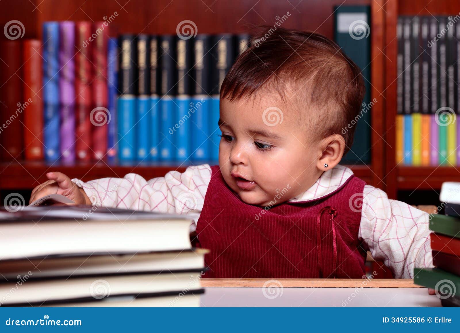 Baby in library stock photo. Image of little, knowledge - 34925586