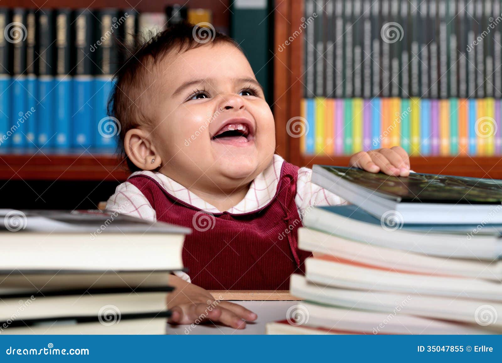 Baby in library stock image. Image of pupil, education - 35047855