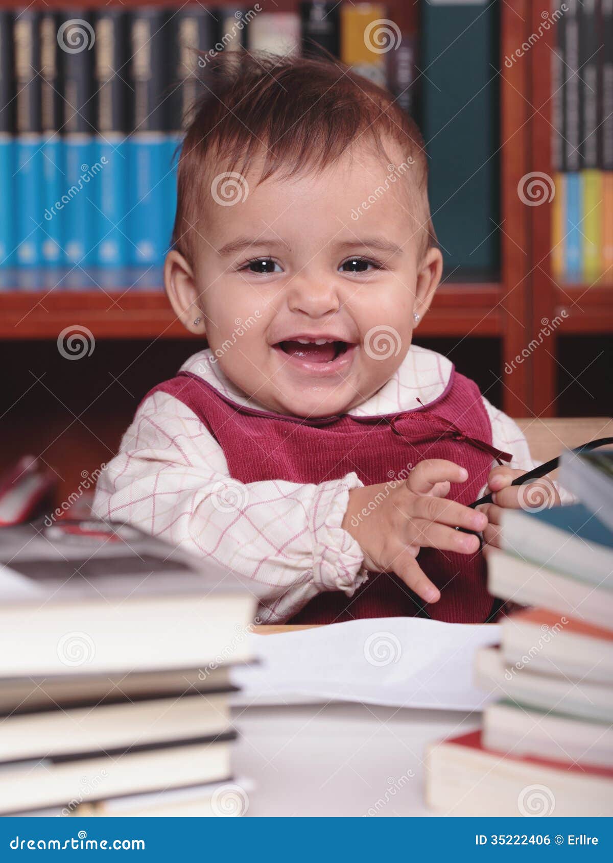 Baby in library stock photo. Image of people, educational - 35222406