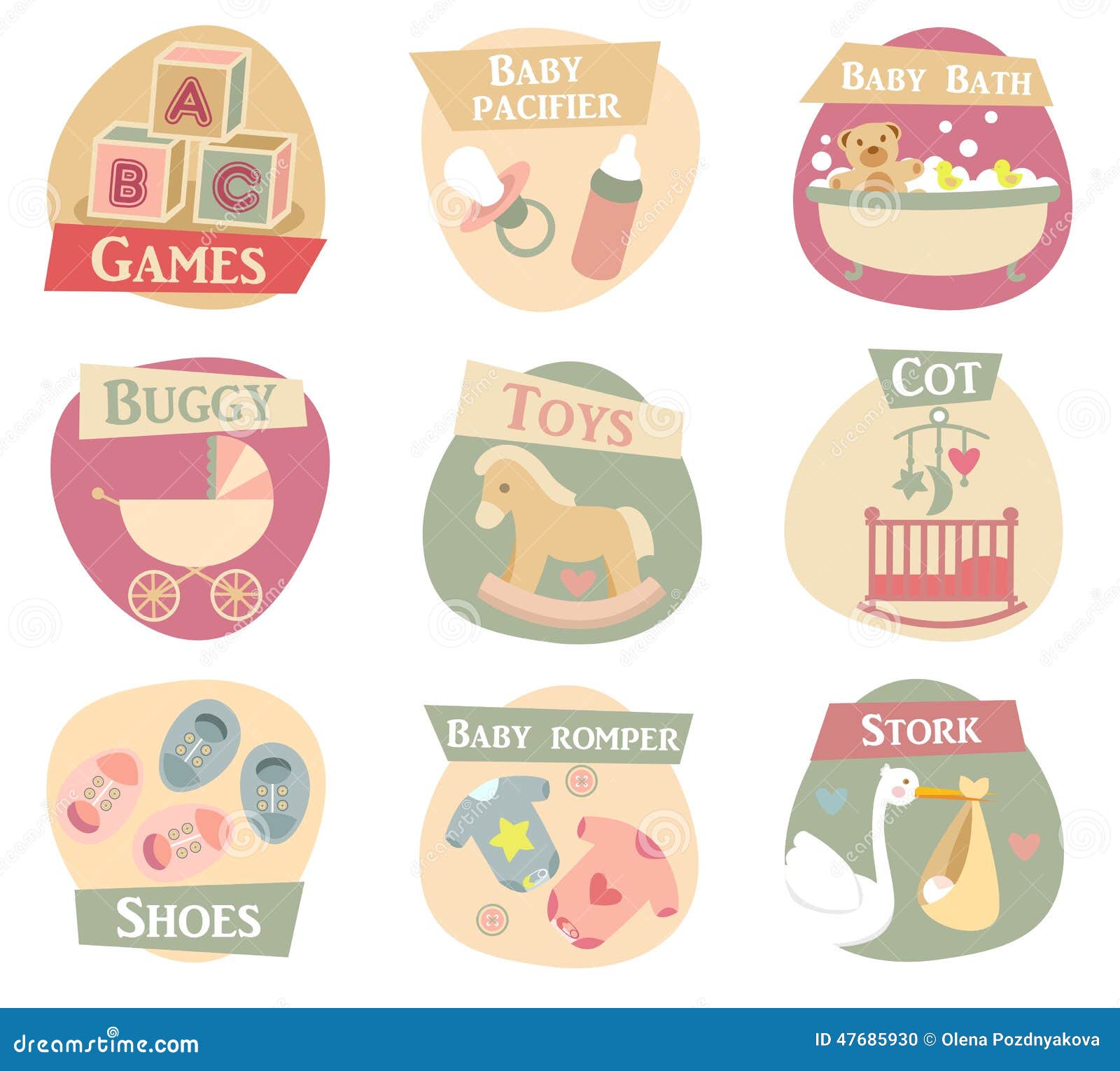 Baby life flat icons stock vector. Illustration of baby - 47685930