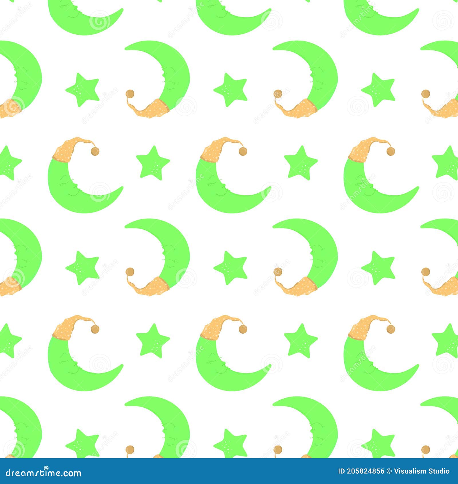 Baby Light Green Pattern Sweet Pattern Fabric Hand Drawn with Sweet ...