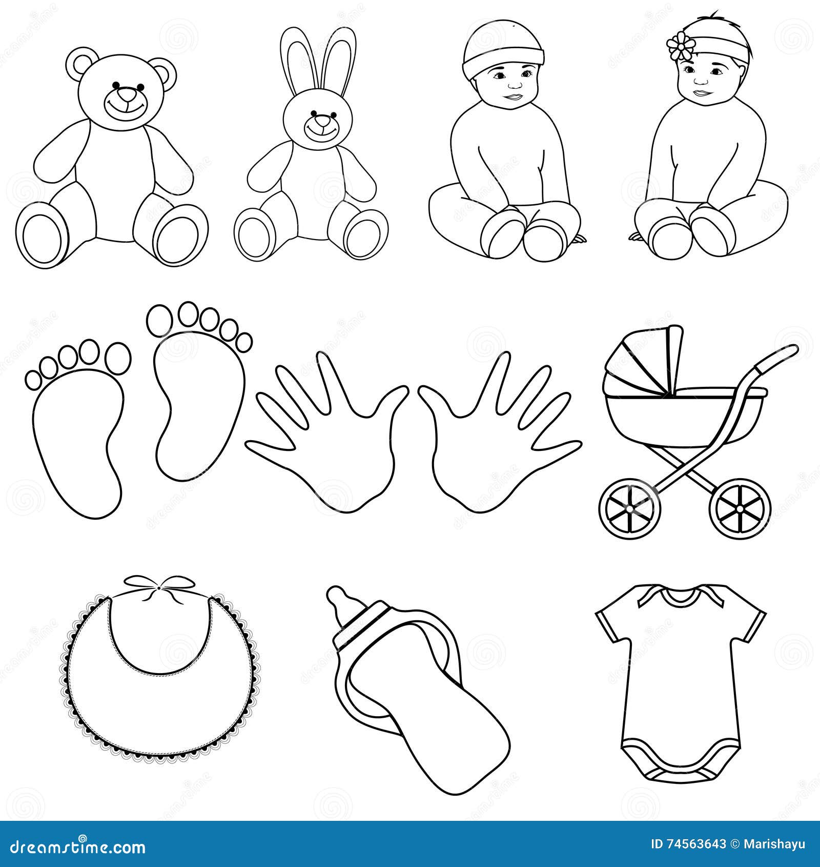 Baby line icons stock vector. Illustration of outline - 74563643