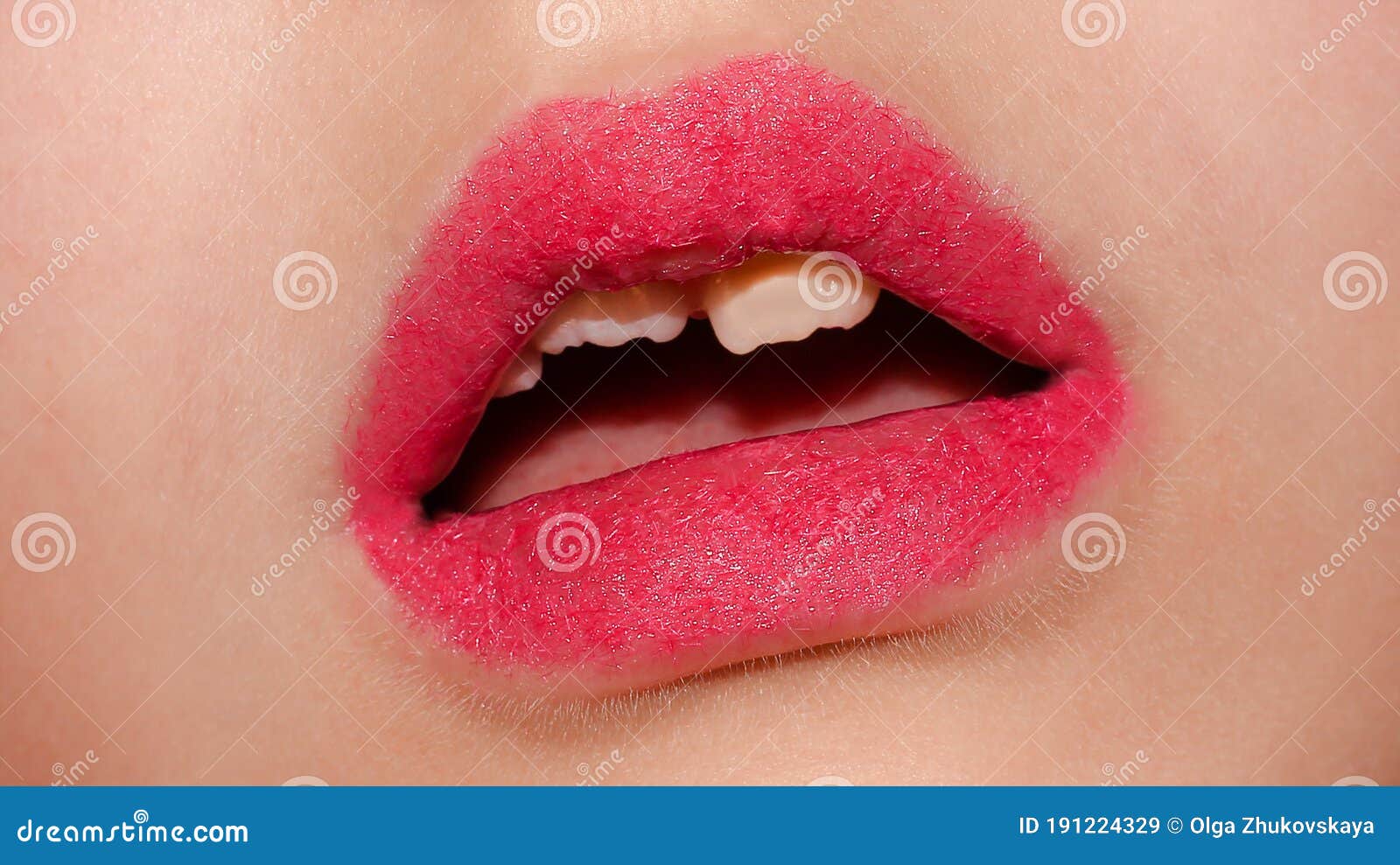 Baby Lips with Fluffy Lipstick. Children`s Teeth Stock Image - Image of ...