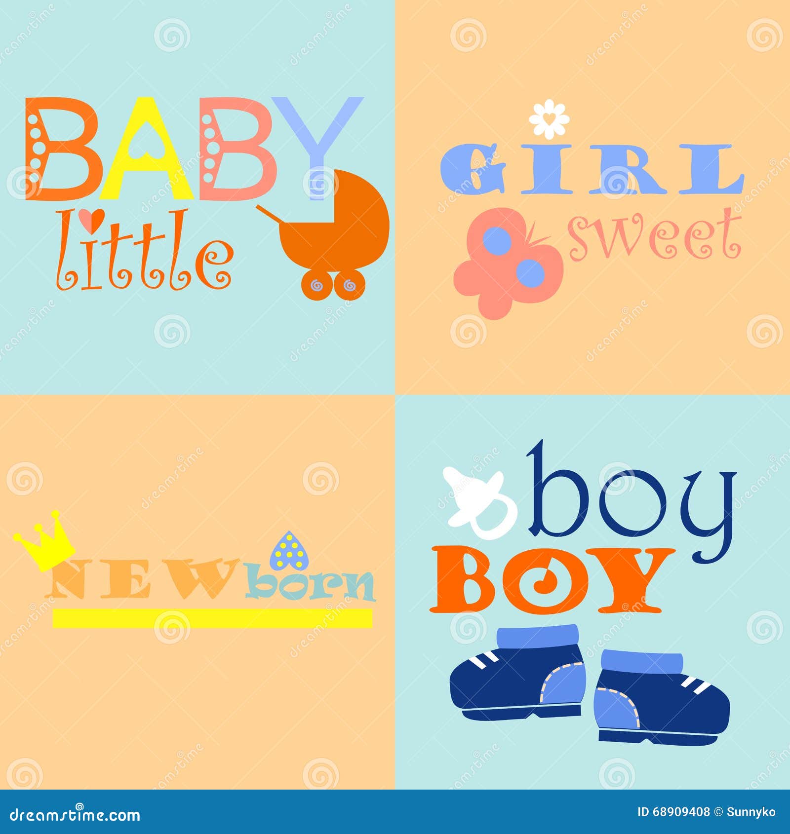 Baby Logos, Icons, Children Room, Nursery Decoration In Pastel Colors ...