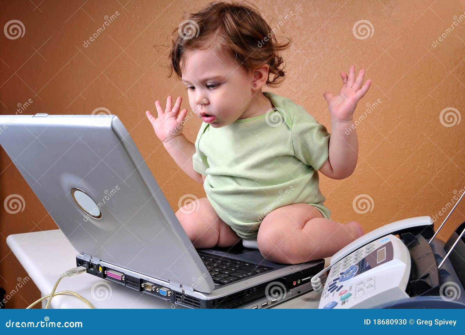 Baby Looking at Laptop Baffled Stock Photo - Image of intent, baby ...
