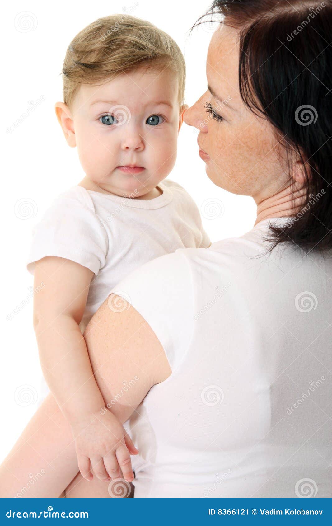 Baby Looking Over Mothers Shoulder. Stock Image - Image of pretty ...
