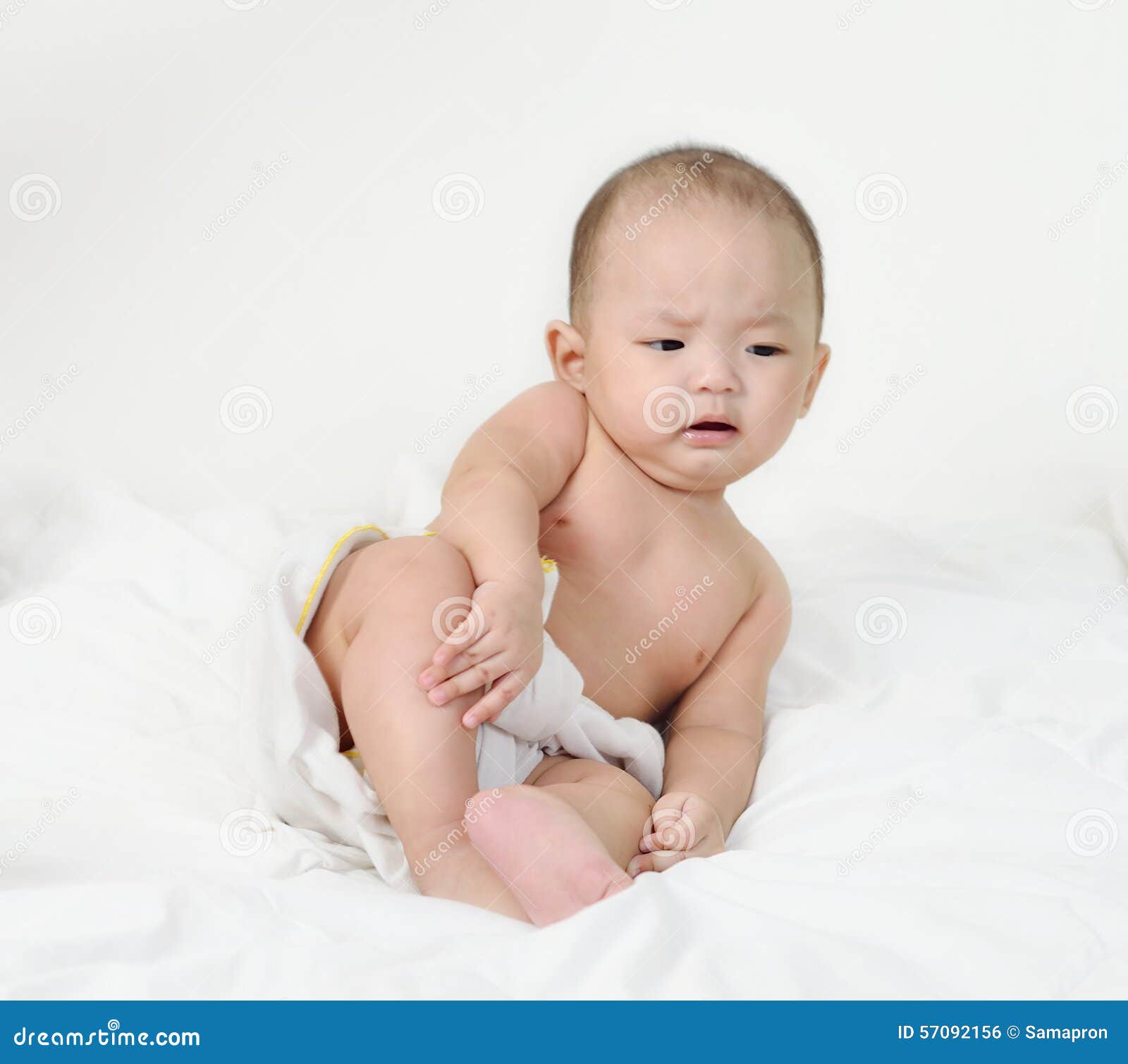 Baby Looking Up To Find Some Things. Stock Photo - Image of hand, face ...