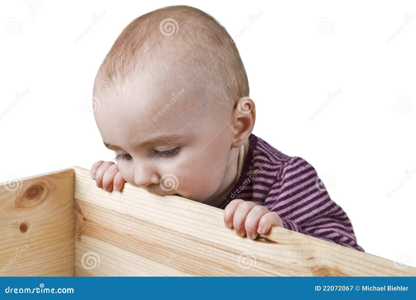Baby Looking into Wooden Box Stock Image - Image of hold, lumber: 22072067
