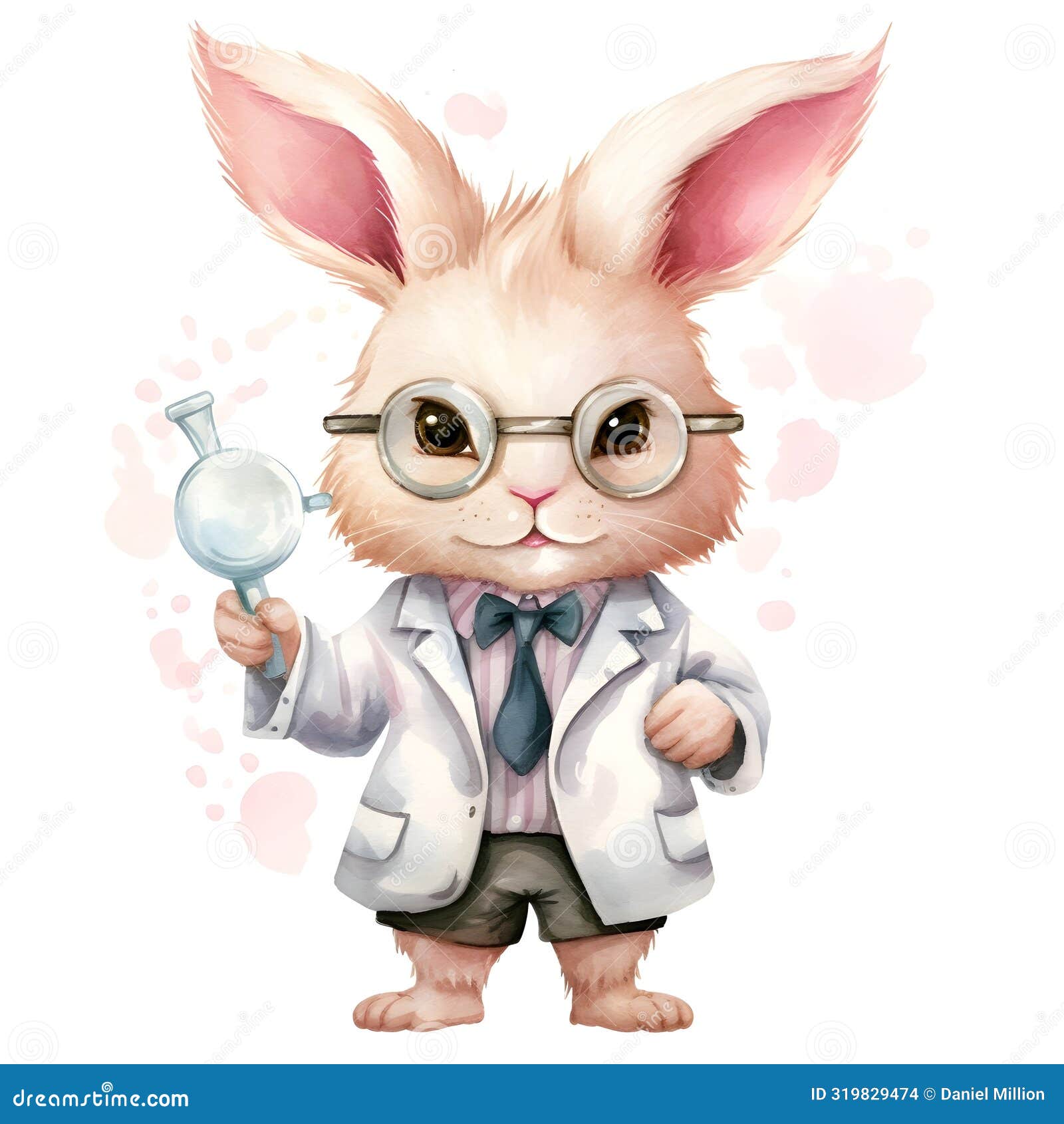 Baby Mad Scientist Cute Bunny Cute Bunny Watercolor Stock Illustration ...