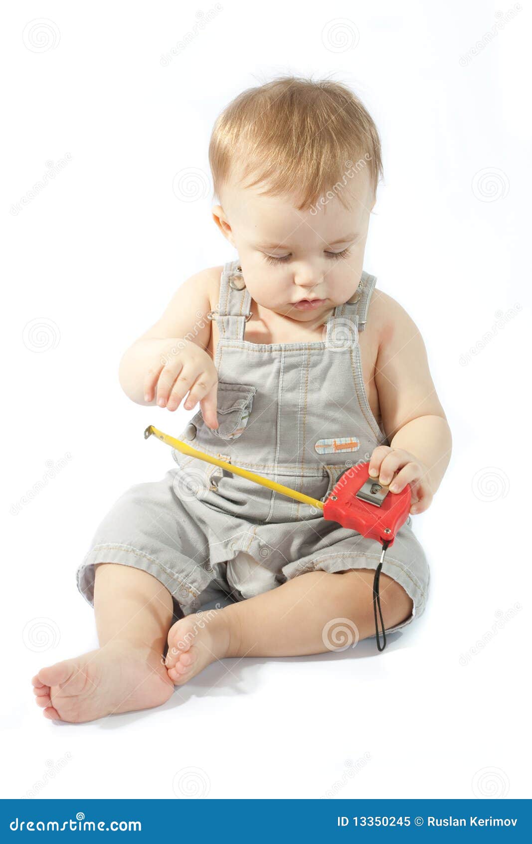 Baby with a measuring tape stock image. Image of color - 13350245