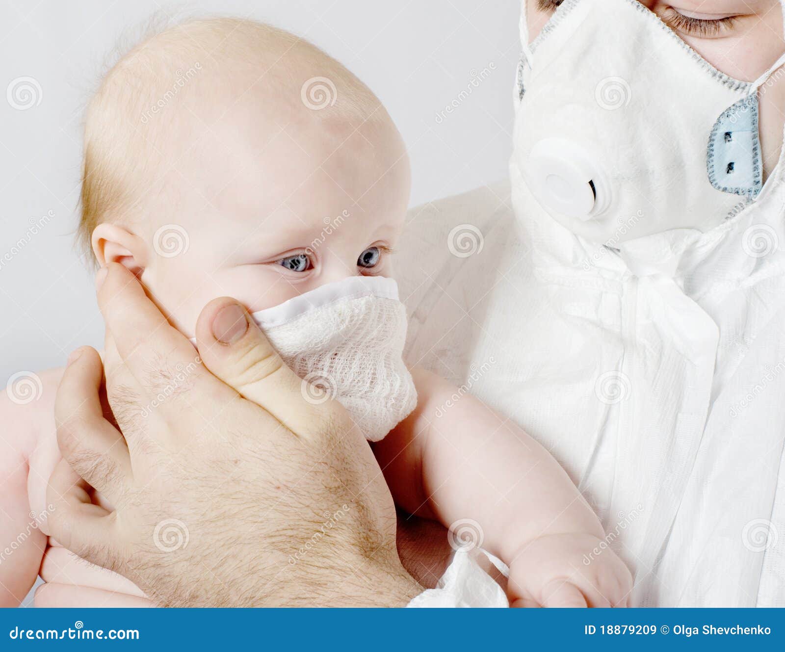 Baby in a medical mask stock image. Image of child, alert - 18879209