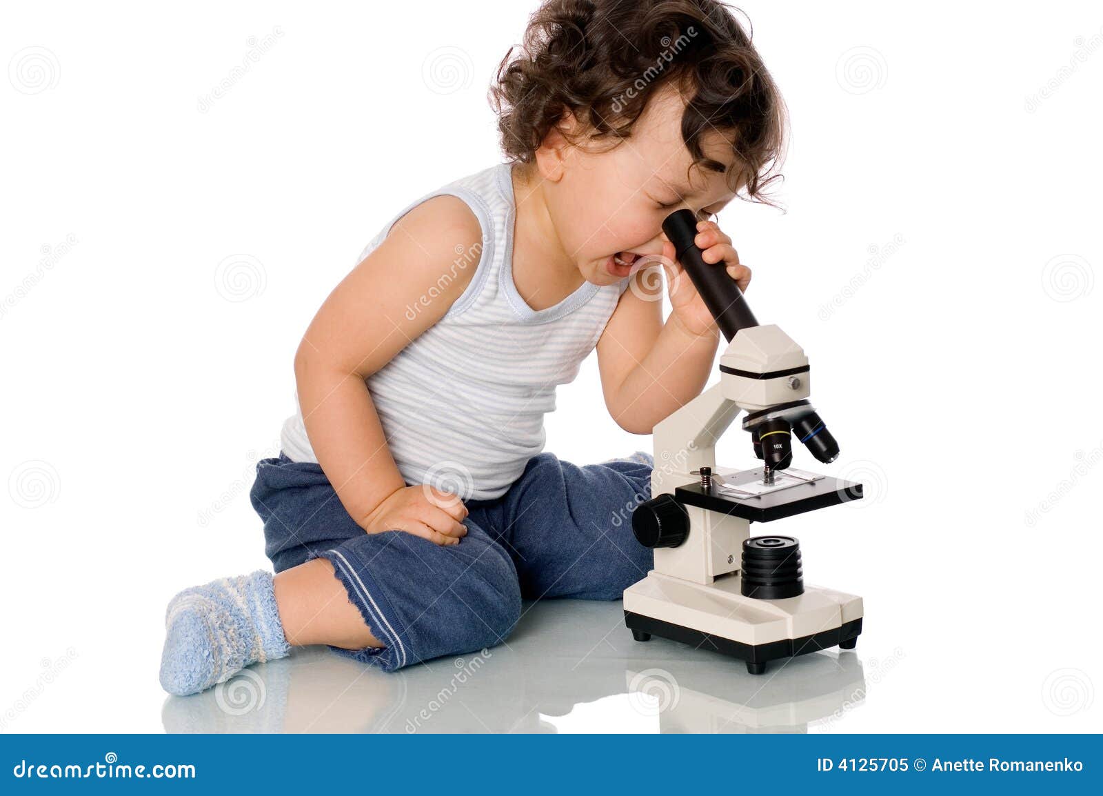 Baby With Microscope. Stock Photo | CartoonDealer.com #4125630
