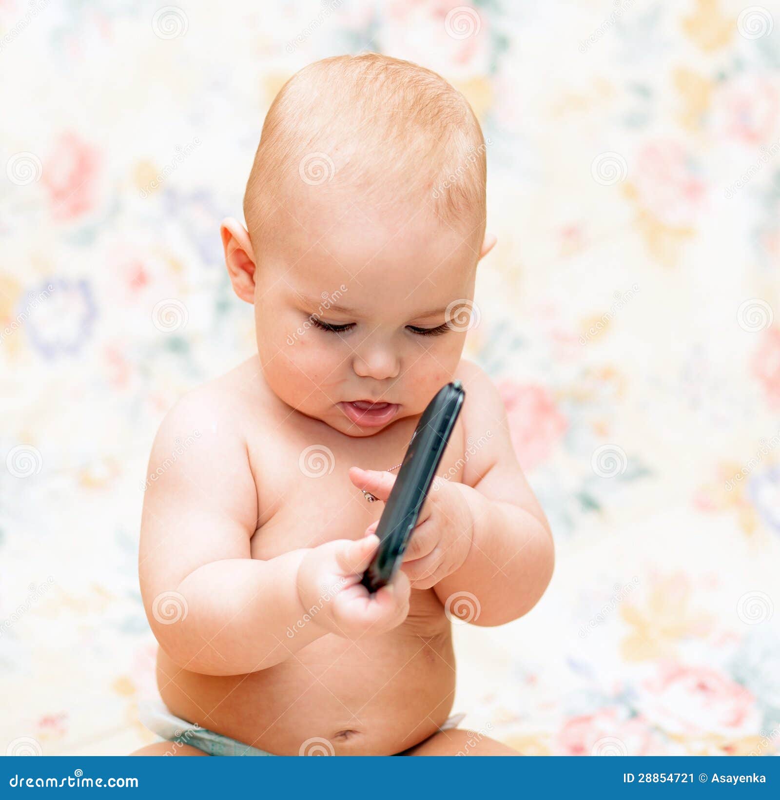 Baby with mobile phone stock image. Image of innocence - 28854721