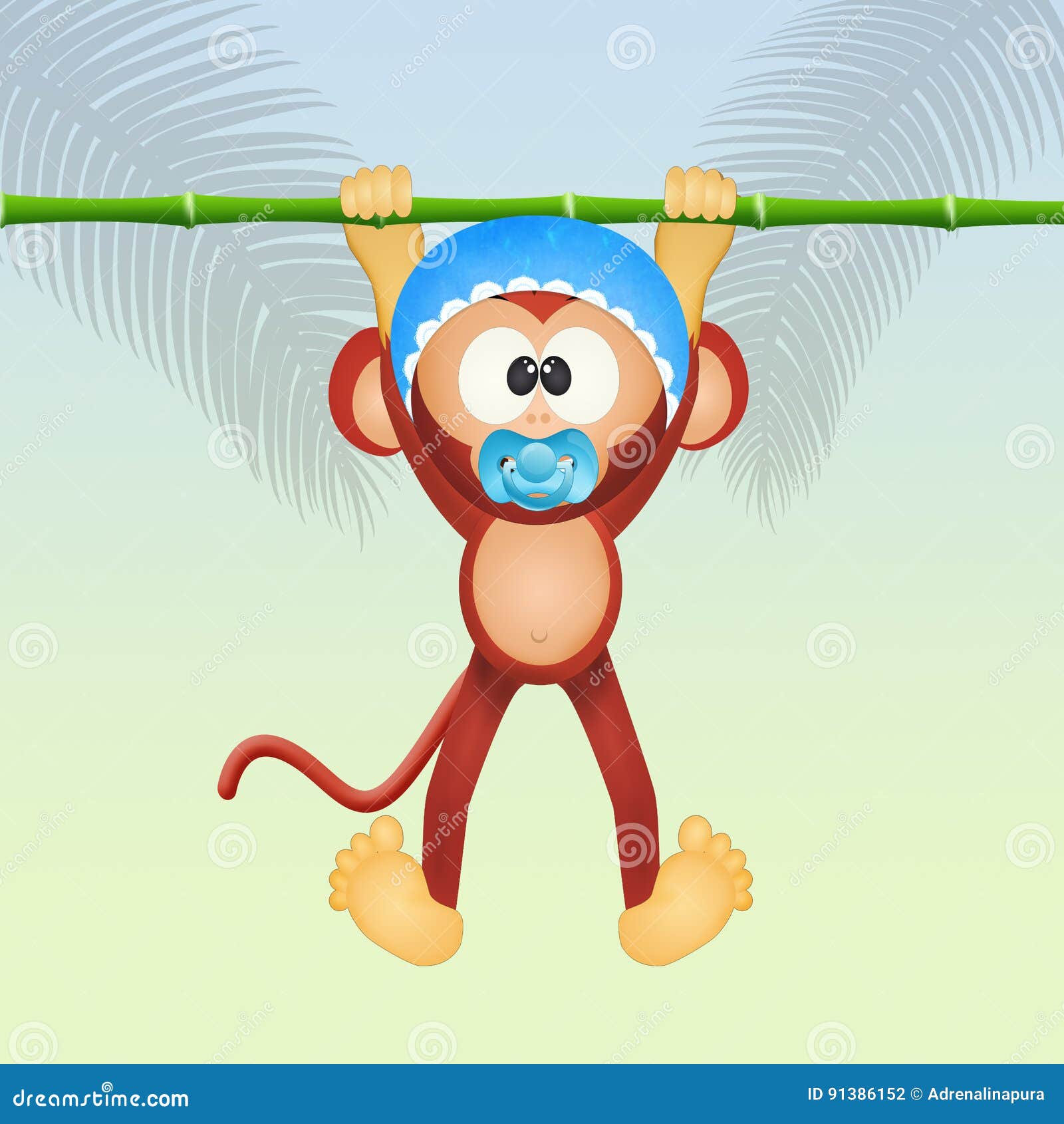 Baby monkey stock illustration. Illustration of baby - 91386152