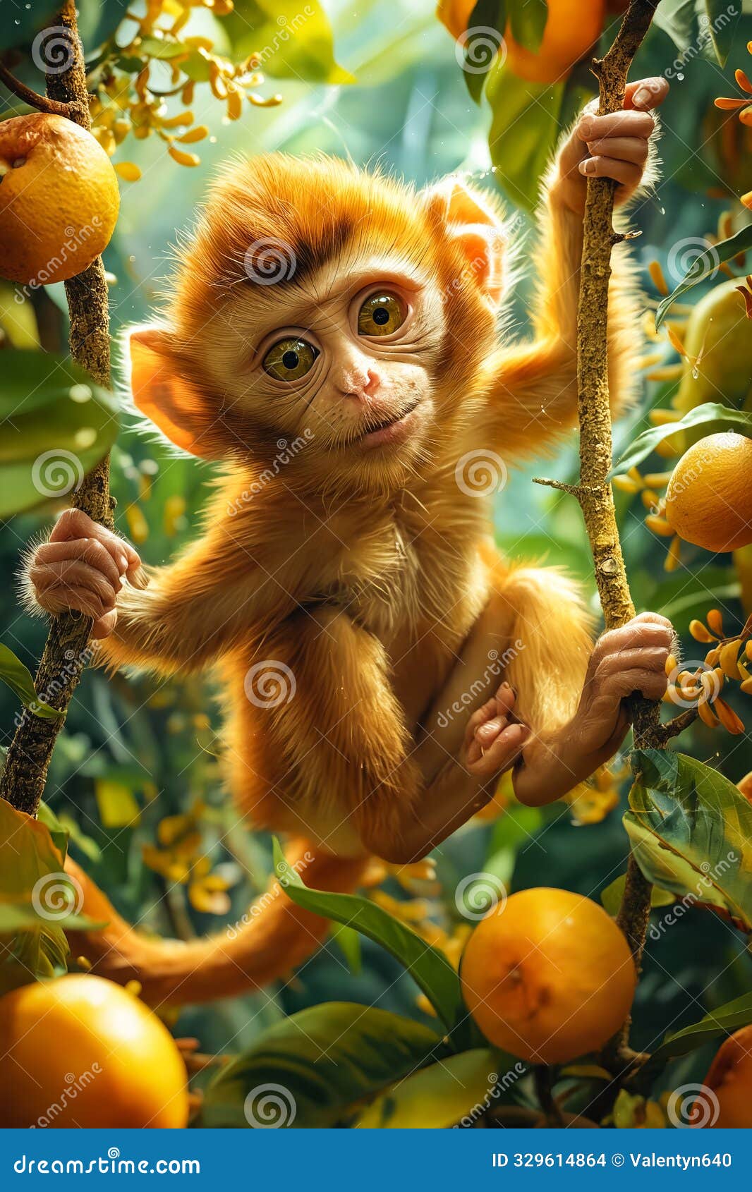 The Monkey With Tangerine. Vector Illustration | CartoonDealer.com ...