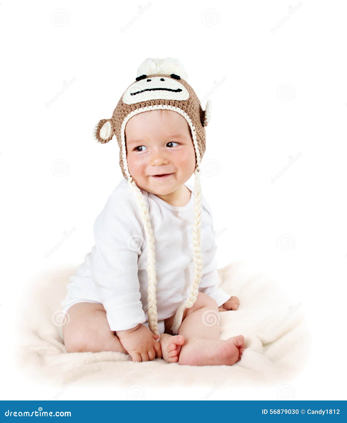 Baby in monkey hat stock photo. Image of baby, child - 56879030