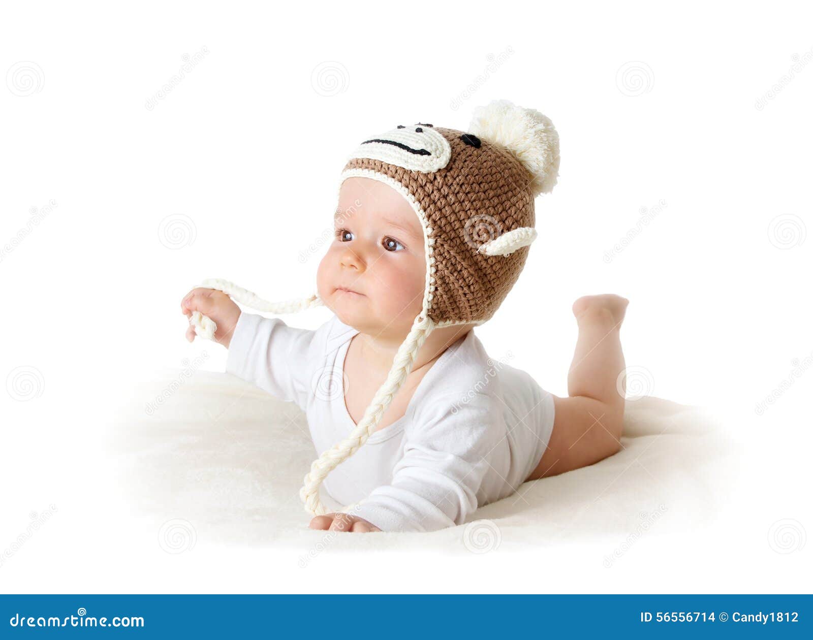 Baby in monkey hat stock photo. Image of caucasian, adorable - 56556714