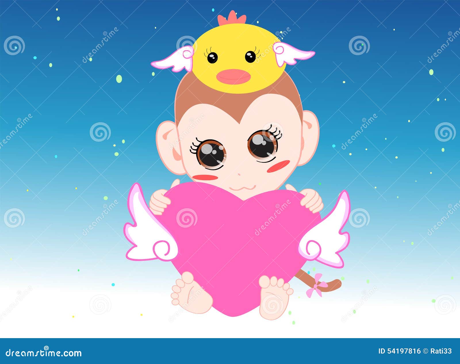 Baby monkey hug stock vector. Illustration of chick, illustrator - 54197816