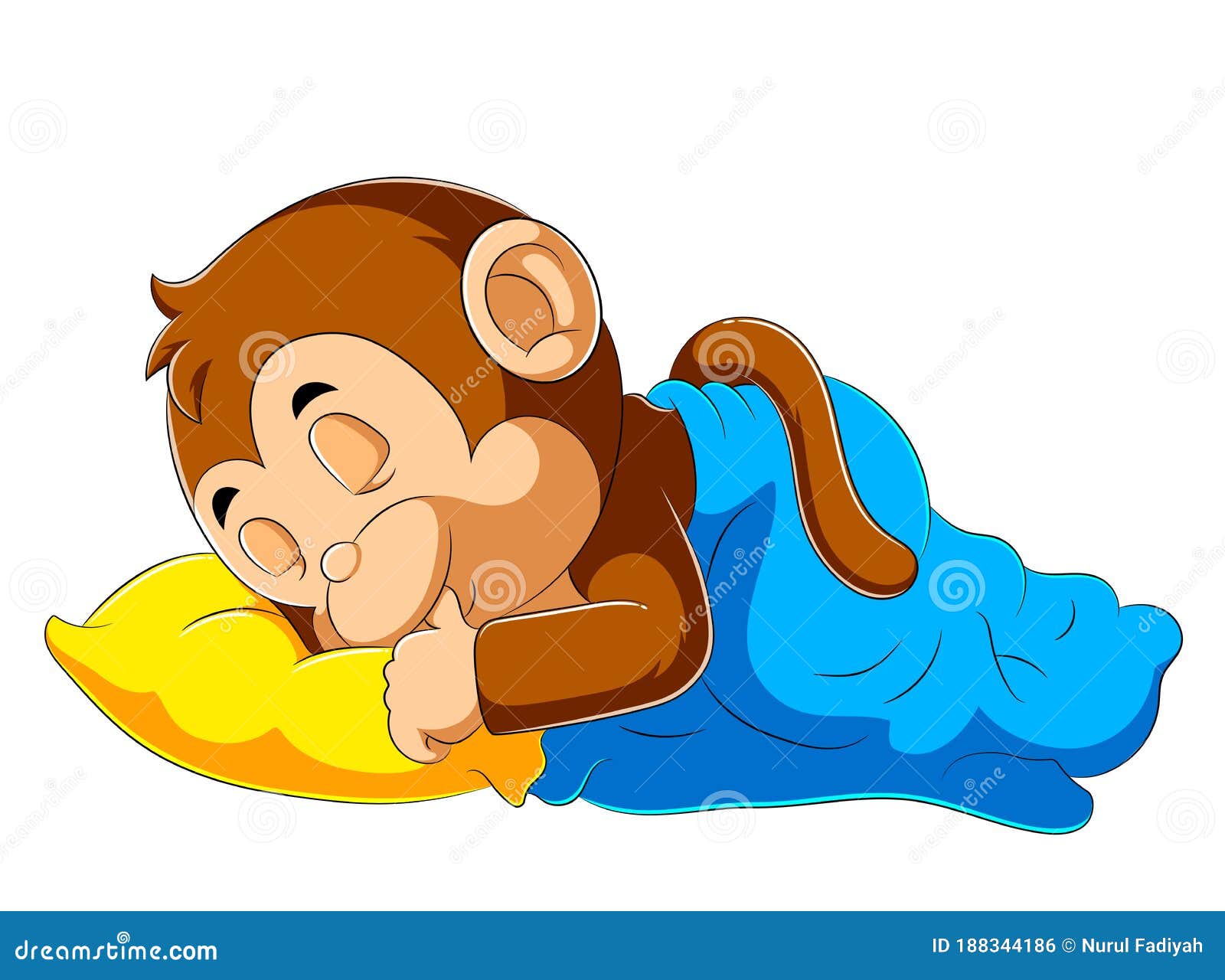 Baby Monkey Sleeping with Blanket Stock Vector - Illustration of ...